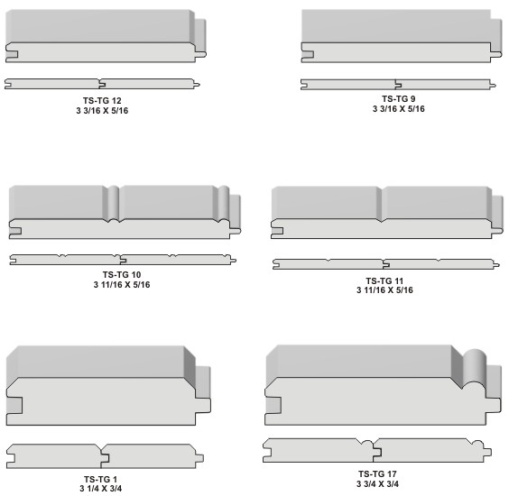 T & G, Siding, & Paneling cutter knives, profiles